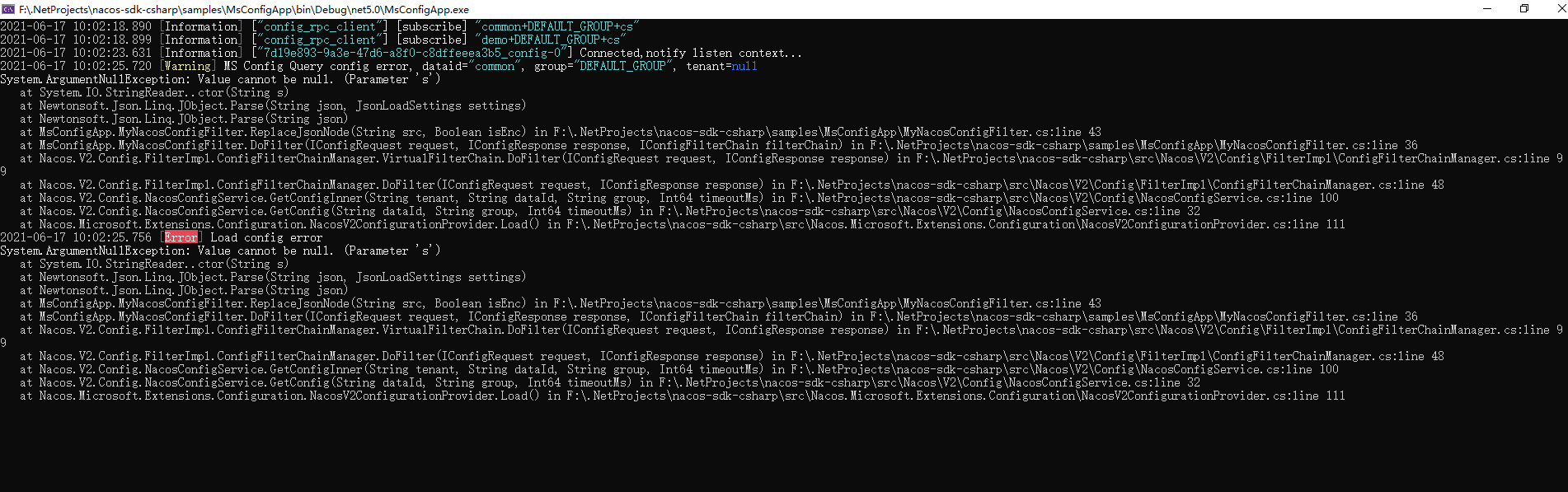 使用AddNacosV2Configuration报错 · Issue #115 · nacos-group/nacos-sdk-csharp · GitHub