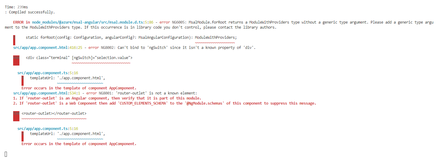 Error adding MsalModule to app.module · Issue #1400 · AzureAD/microsoft-authentication-library ...