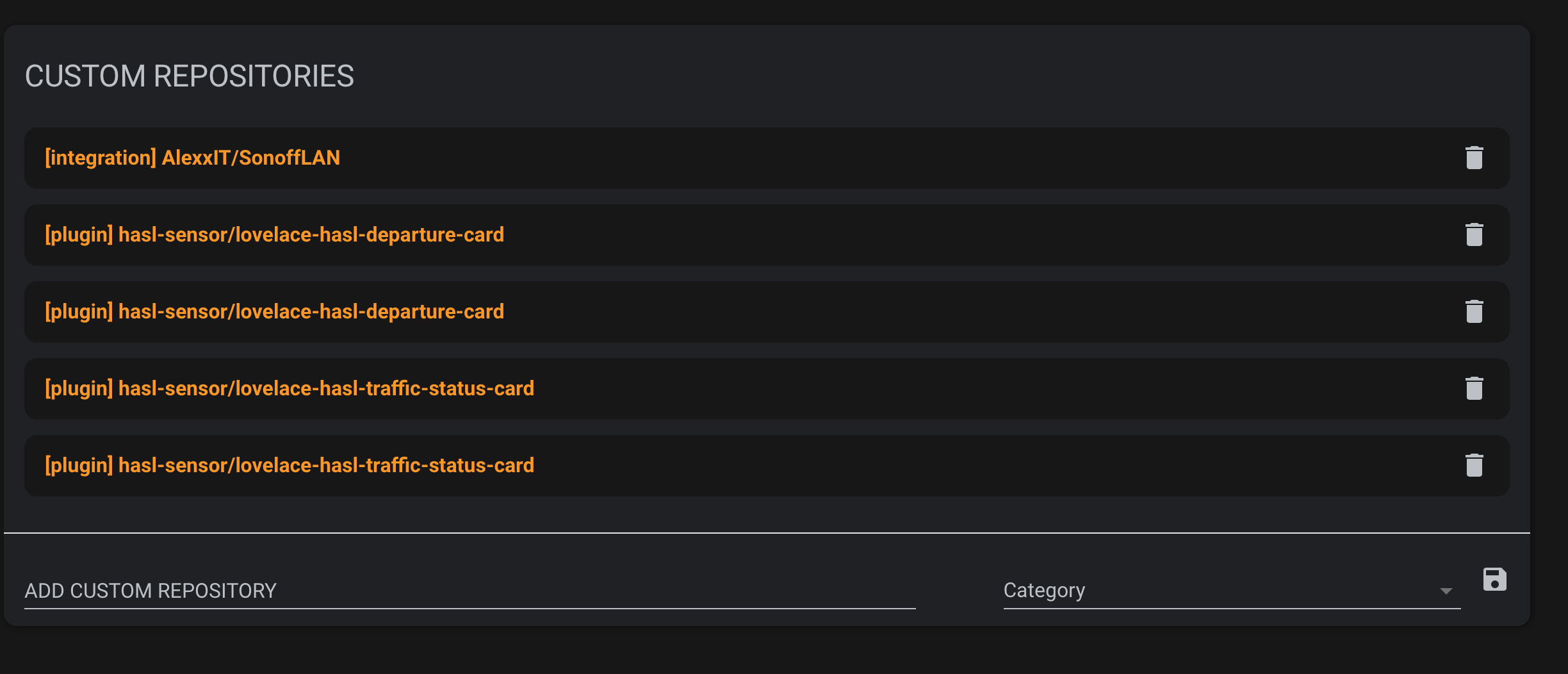 Hacs add unwanted custom repository at every reboot · Issue #1159 · hacs/integration · GitHub
