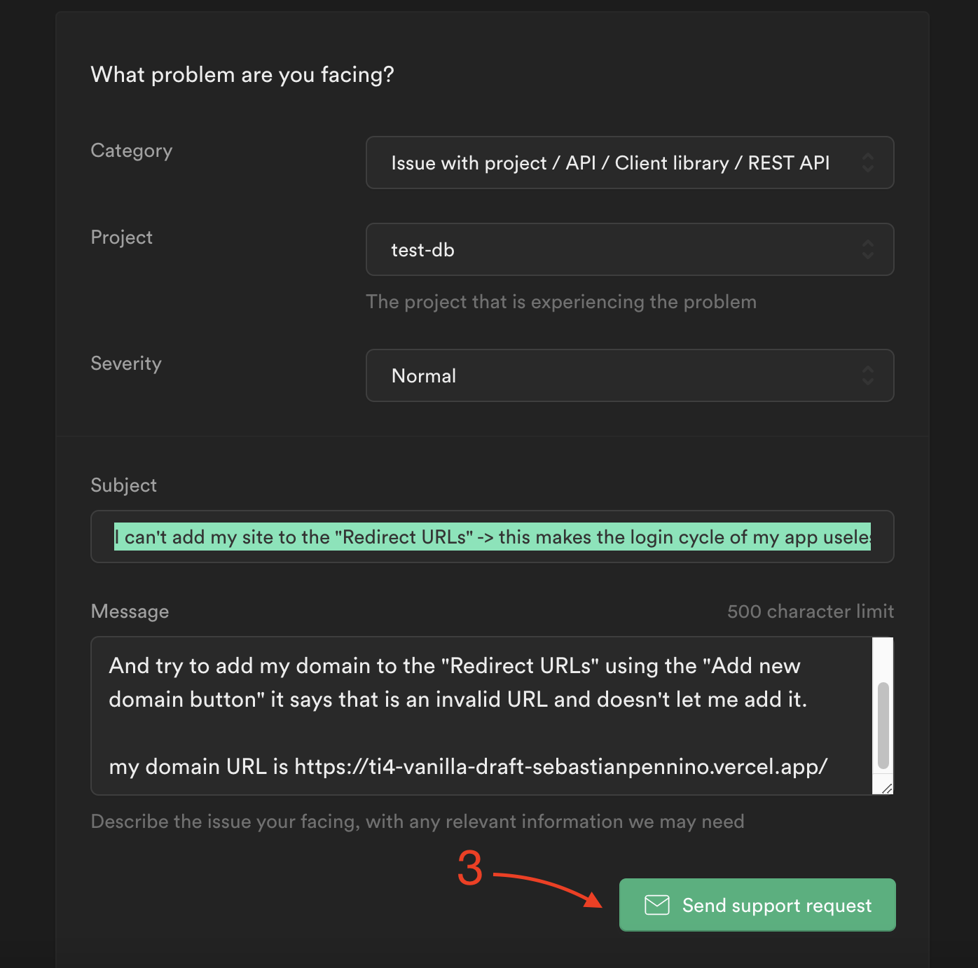 Can't submit a help request to the support team · Issue #7696 · supabase/supabase · GitHub