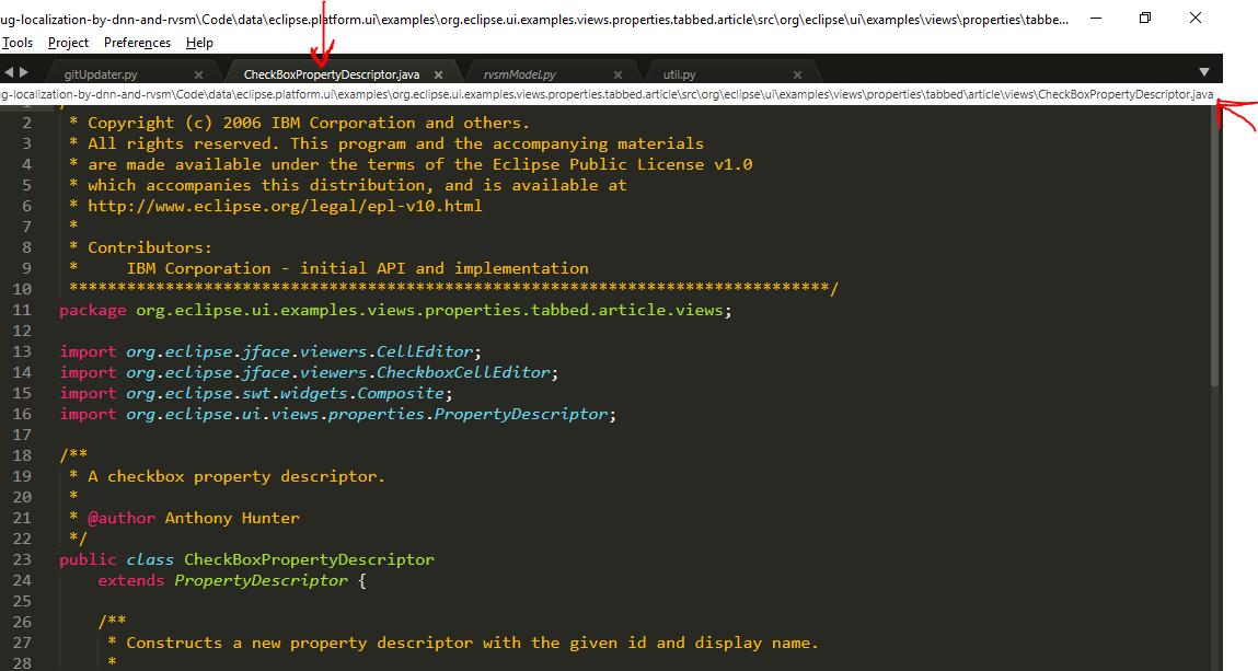 Where are data/Eclipse_Platform_UI.txt and data/feature.csv files ...
