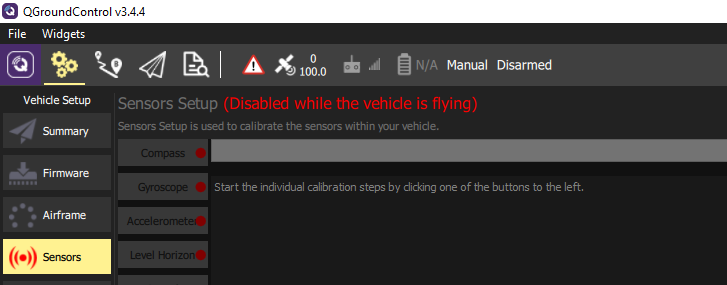 Qgc Thinks Vehicle Is Flying And Wont Allow Sensor Setup · Issue 7238 · Mavlink 
