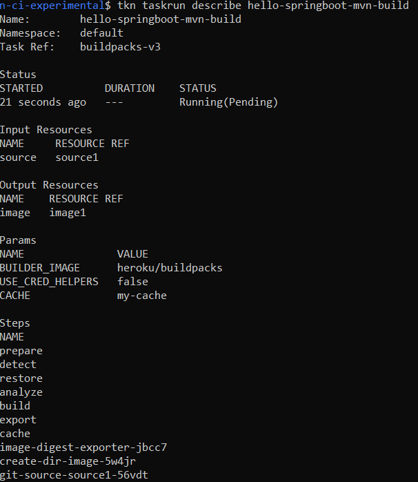 Buildpacks task doesnt have steps when using pipelinerun · Issue #1555 · tektoncd/pipeline · GitHub