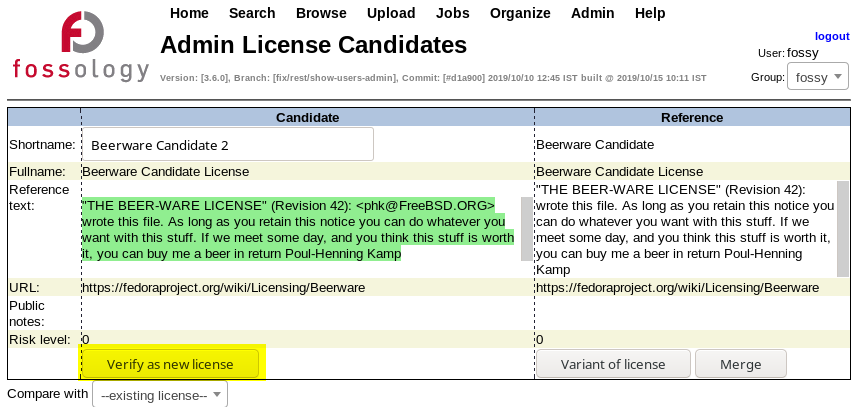 Show error message if advice license verify fails · Issue #1507 · fossology/fossology · GitHub