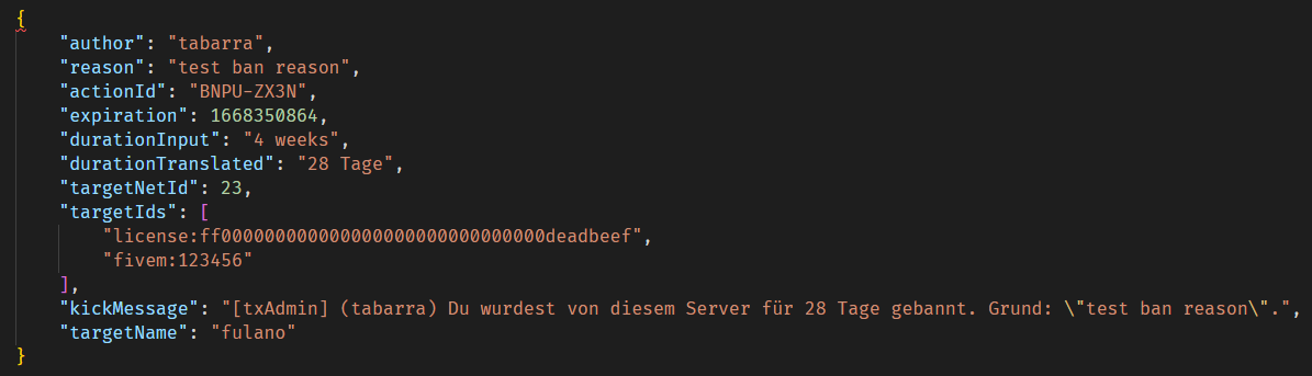 [Feature]: Add duration to txAdmin:events:playerBanned · Issue #625 ...