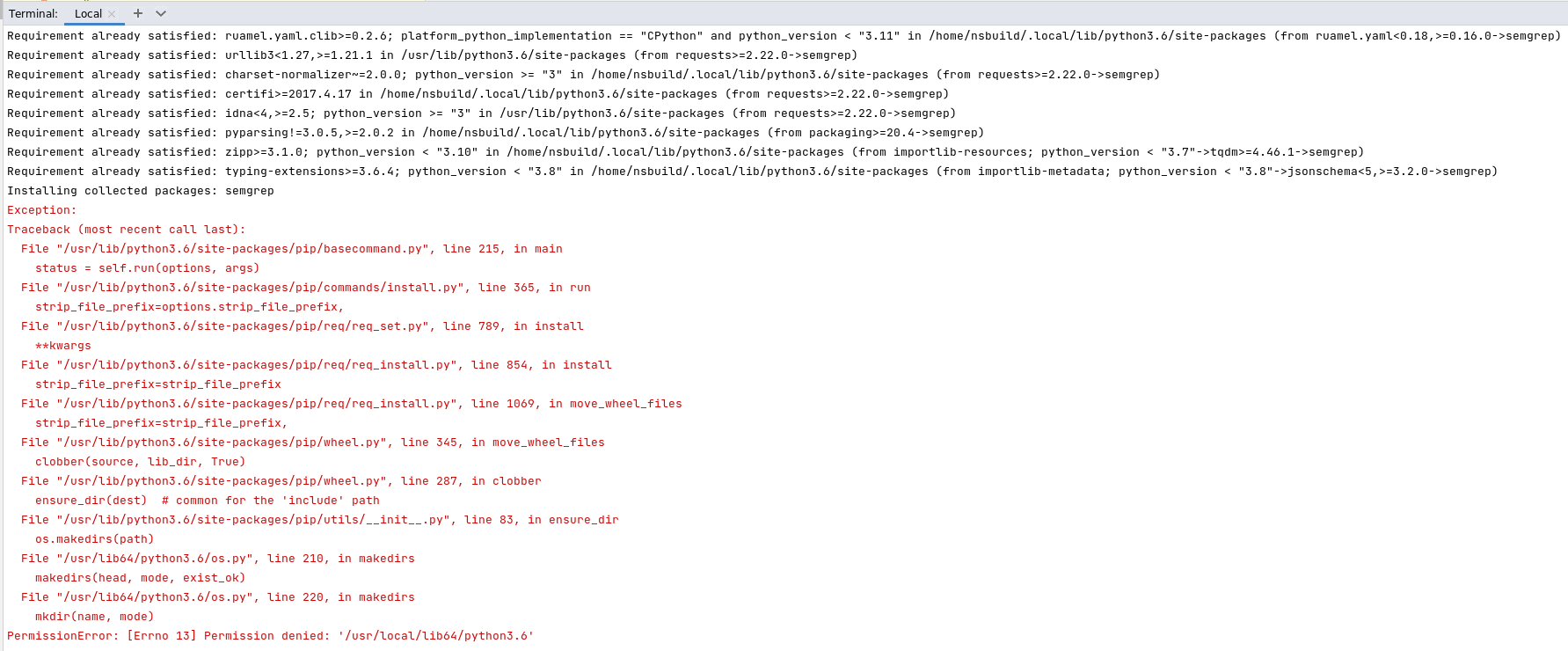 Can't install semgrep using Python 3.6 · Issue #5346 · semgrep/semgrep · GitHub