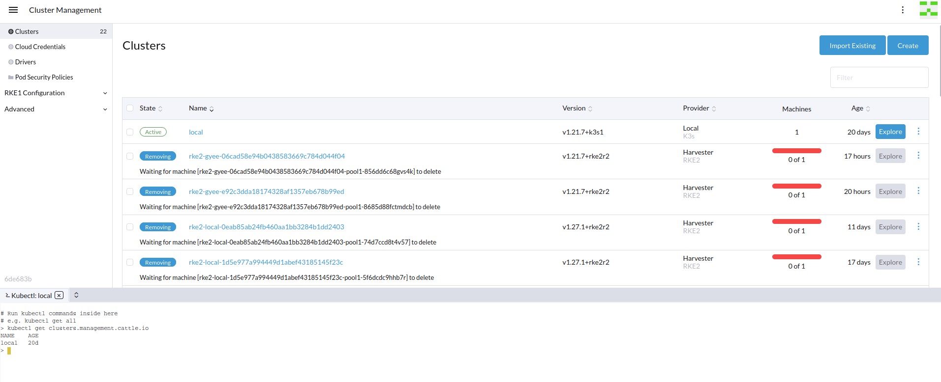 [BUG]Unable to delete RKE2 cluster from Rancher UI when the underlying Harvester cluster is ...