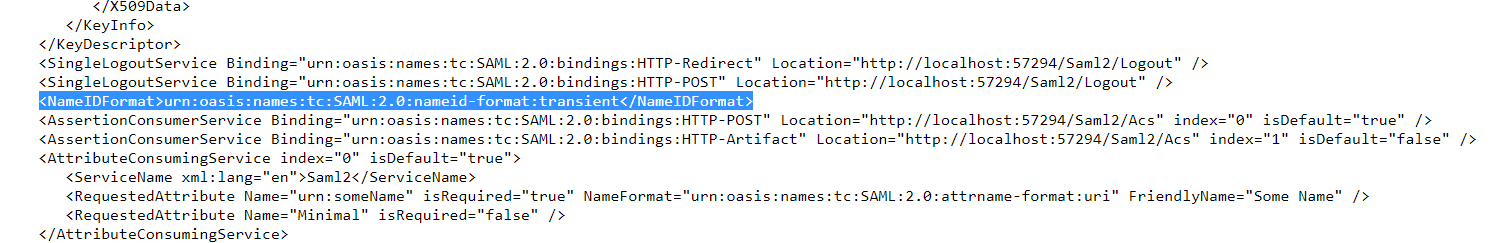 Adding NameId in the generated metadata · Issue #898 · Sustainsys/Saml2 · GitHub