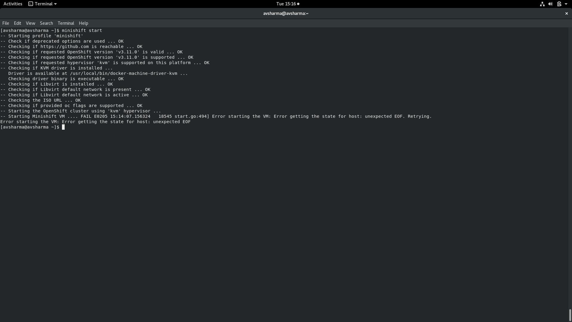 Error creating minishift VM with KVM · Issue #3156 · minishift/minishift · GitHub