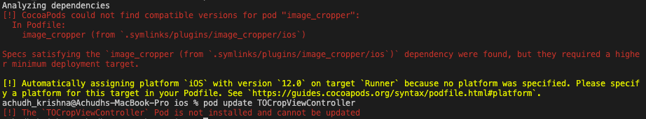 Higher minimum deployment target required · Issue #257 · hnvn/flutter_image_cropper · GitHub