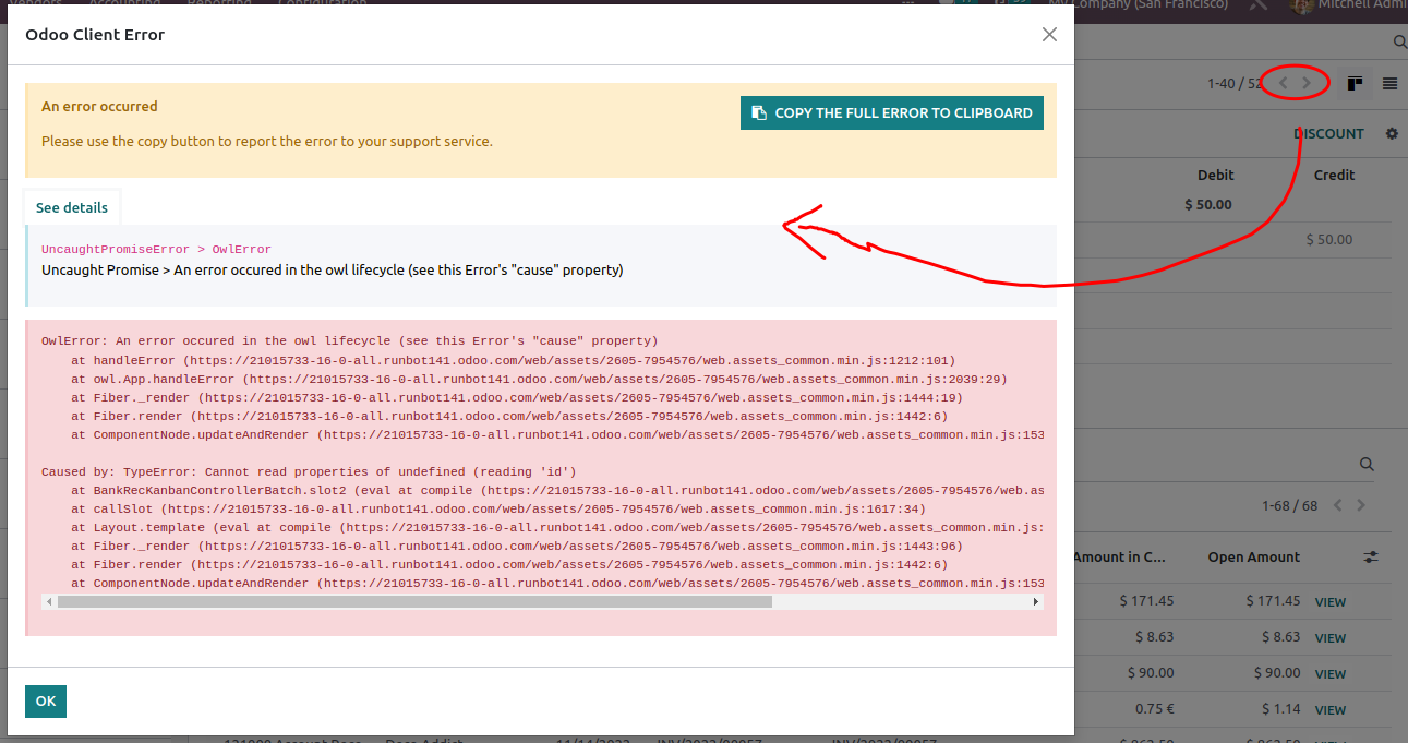 [16.0] [Accounting] Javascript Message error in reconciliation widget ...