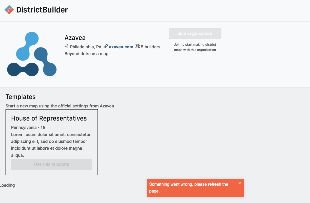Error message and no Login / Registration buttons on Organization page · Issue #651 ...