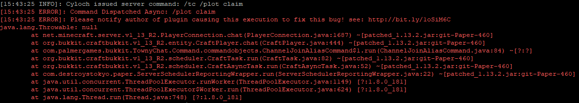 Error when commands run in town chat. · Issue #3115 · TownyAdvanced/Towny · GitHub