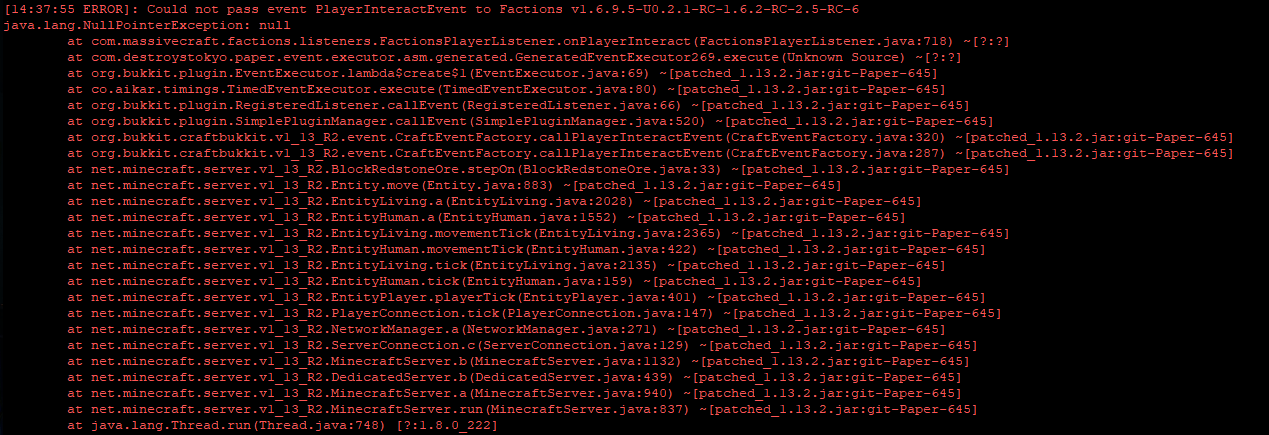 Exception spam · Issue #235 · SavageLabs/SavageFactions · GitHub