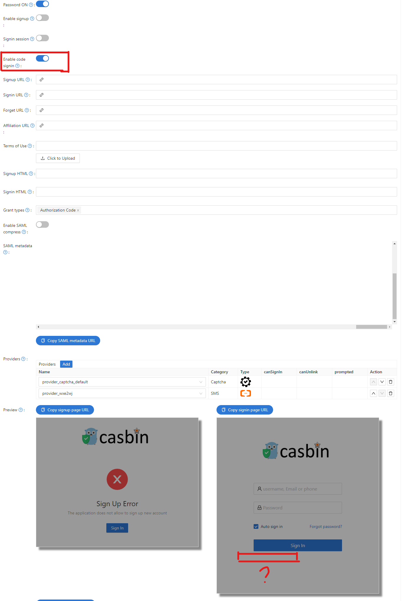 After disabling the sign up, the "sign in with code" disappears · Issue ...