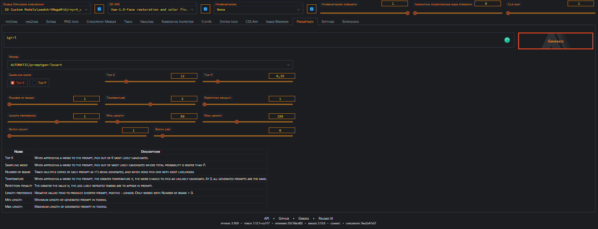 Generate button not working for me · Issue #1 · AUTOMATIC1111/stable-diffusion-webui-promptgen ...