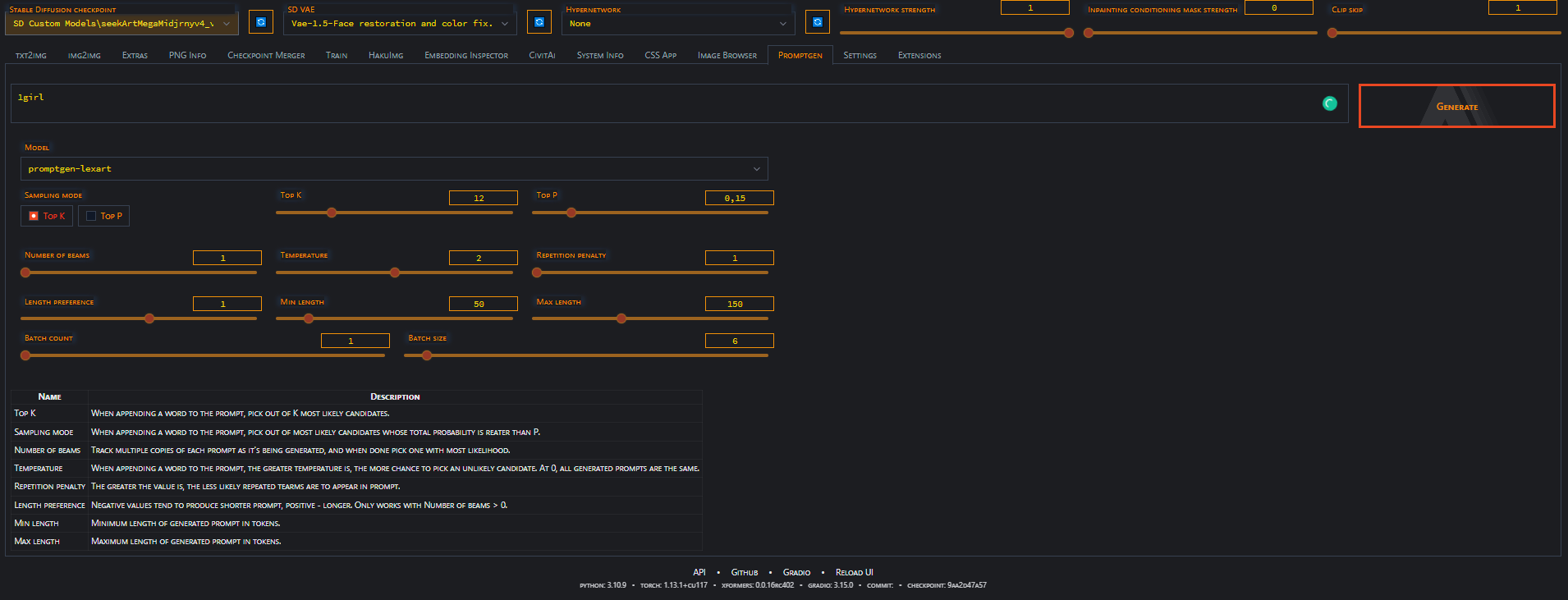 Generate button not working for me · Issue #1 · AUTOMATIC1111/stable-diffusion-webui-promptgen ...
