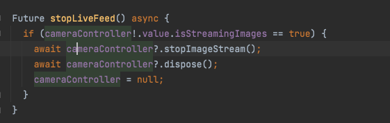 [camera] When I start the startImageStream, after calling the stopImageStream method, an error ...