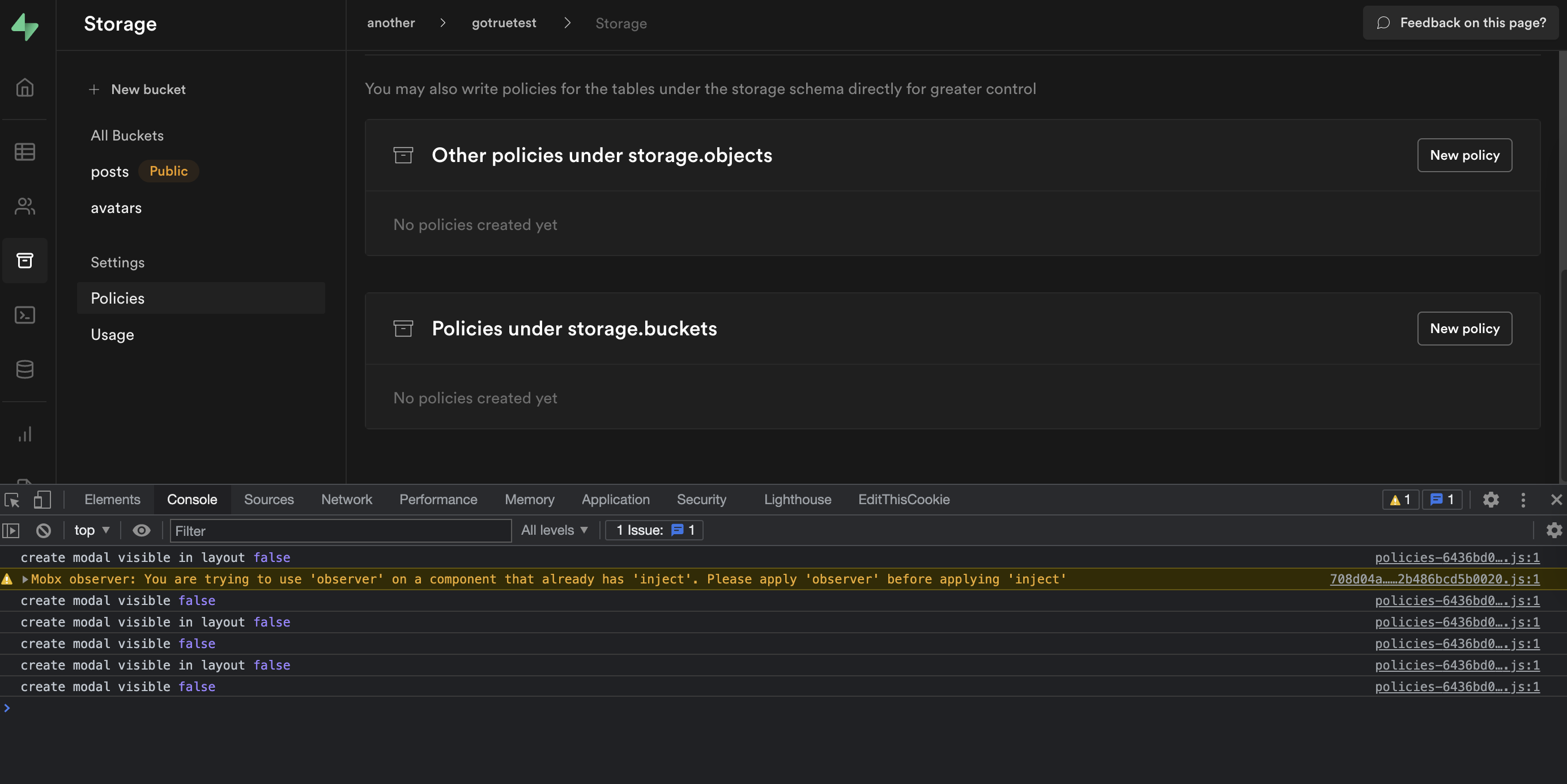 Policy editor of storage is not displaying existing security policies. · Issue #2670 · supabase ...