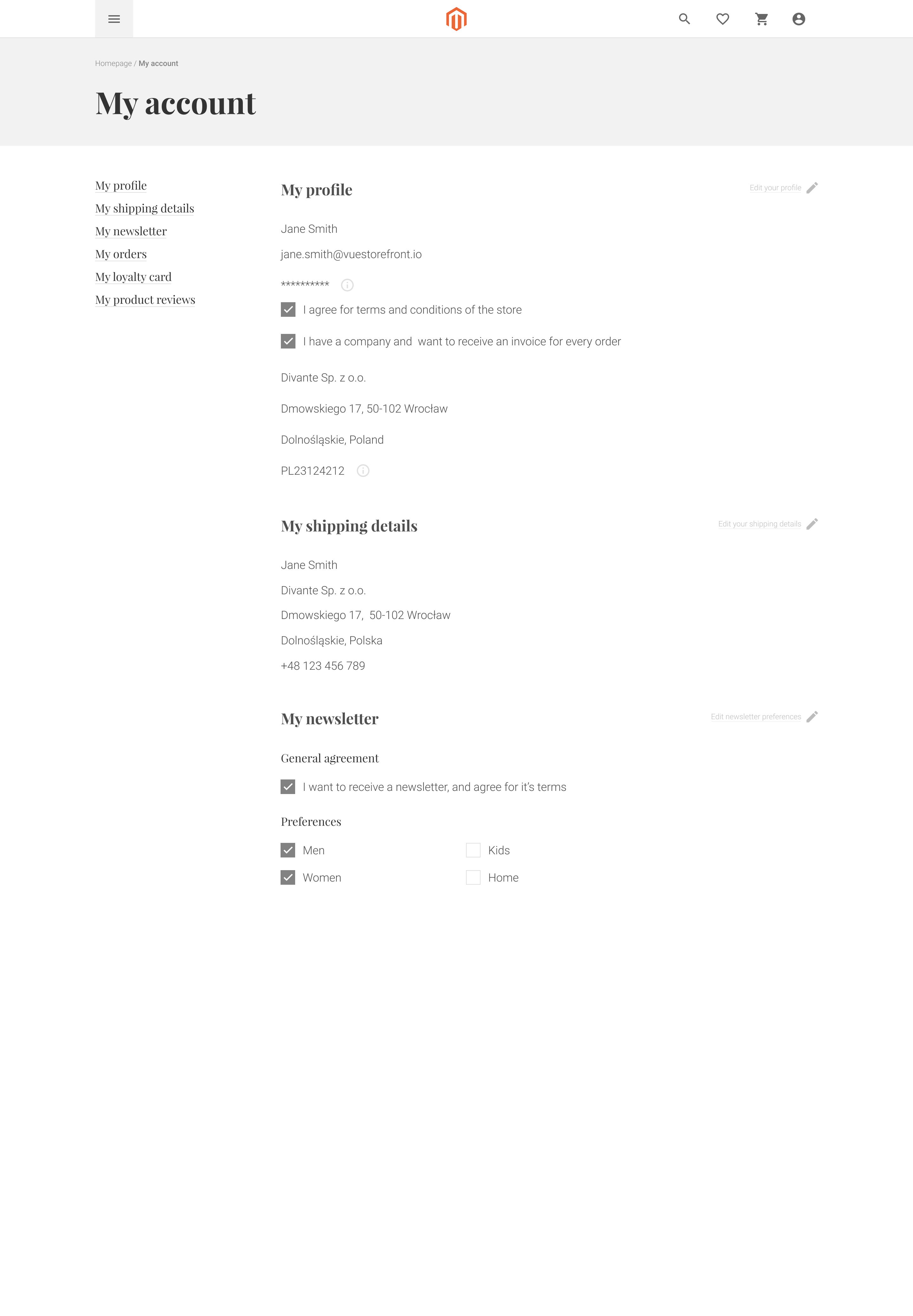 Add My account feature · Issue #316 · vuestorefront/vue-storefront · GitHub