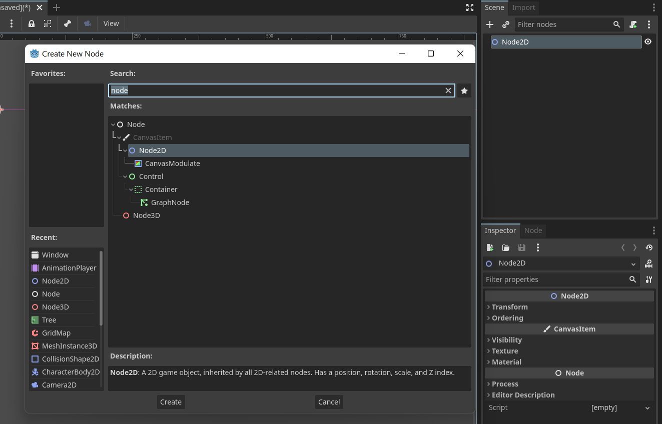 Creating a new node from recent nodes panel might create wrong node · Issue #58404 · godotengine ...
