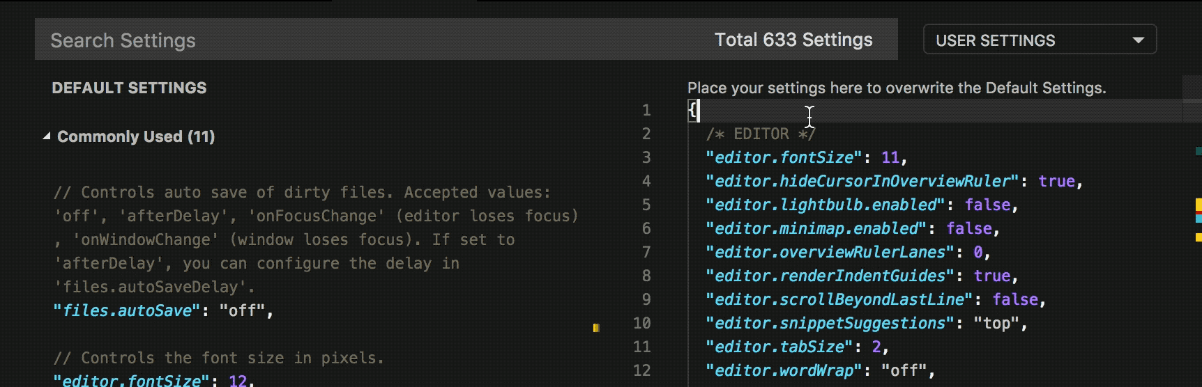 Settings: searching a setting should reveal it also on the right hand ...