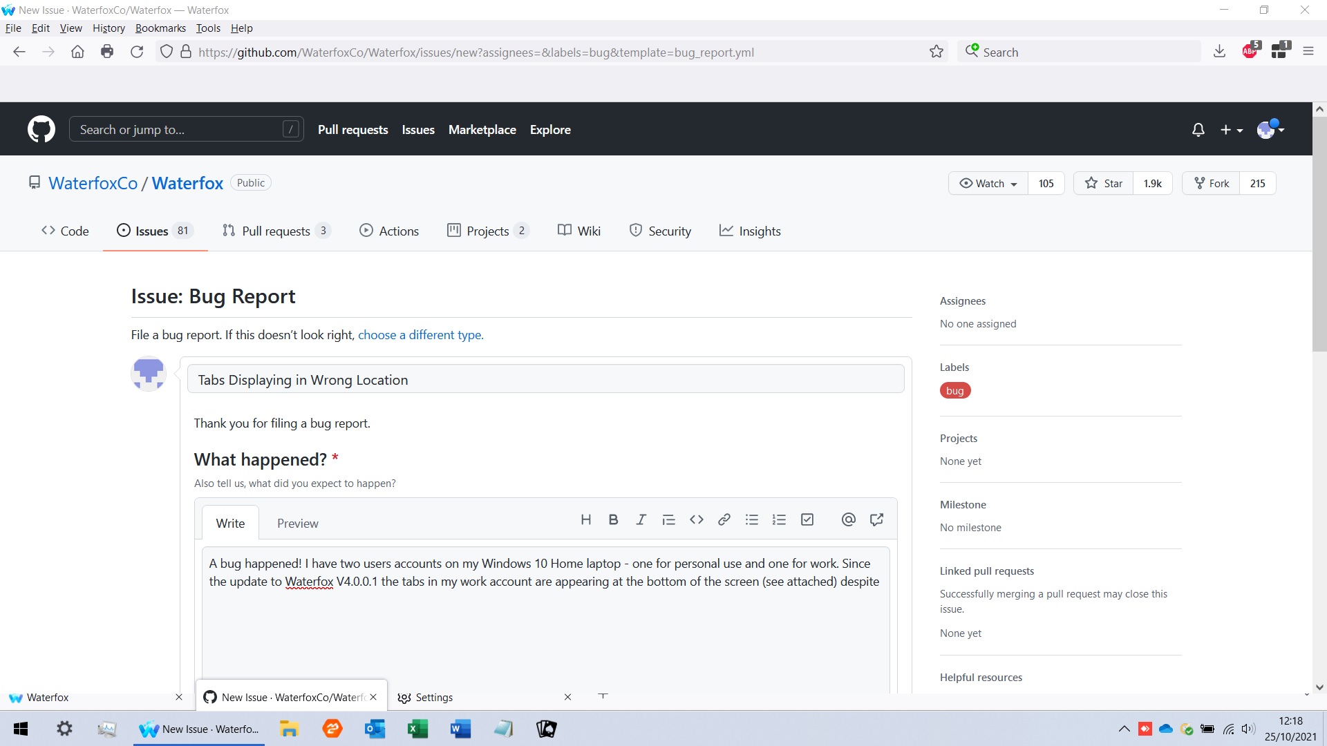 Tabs Displaying in Wrong Location · Issue #2362 · BrowserWorks/waterfox · GitHub