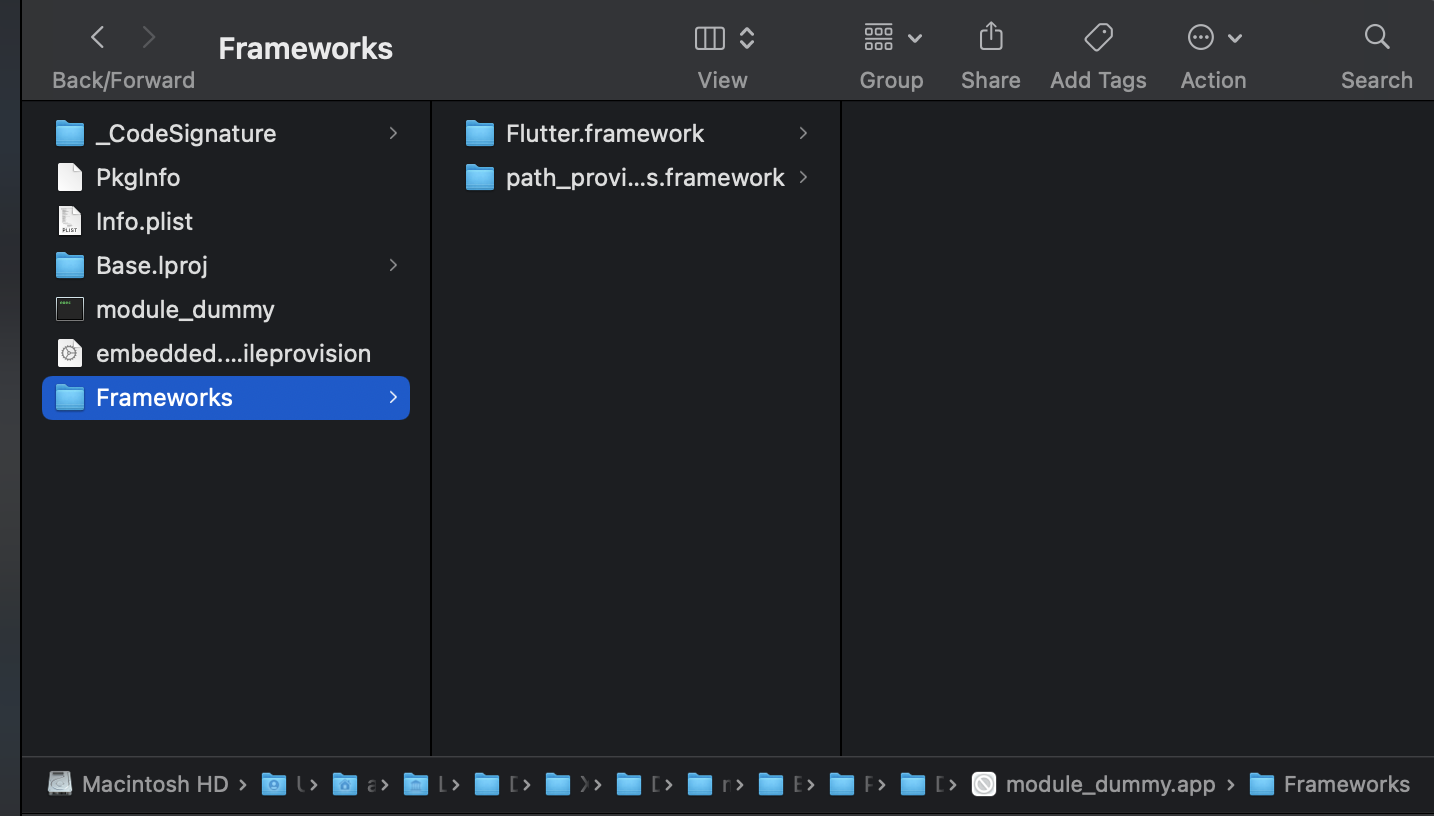 Failed to find assets path for "Frameworks/App.framework/flutter_assets" from flutter module ...