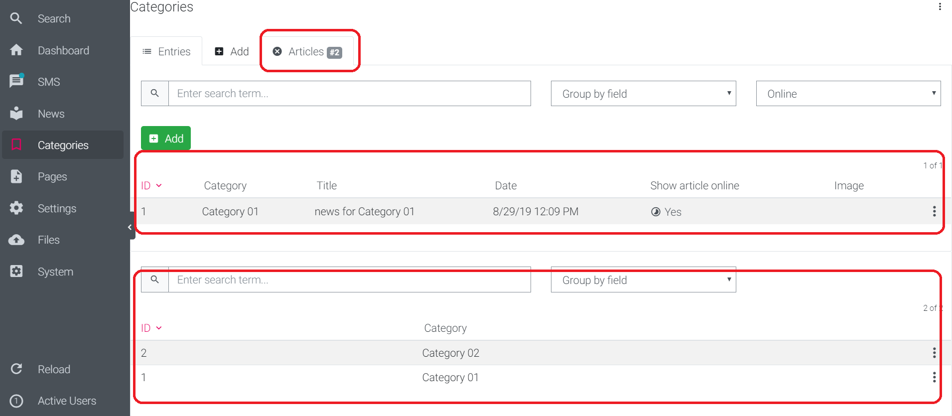 When displaying the crud without group menu, and using ngRestRelations ...