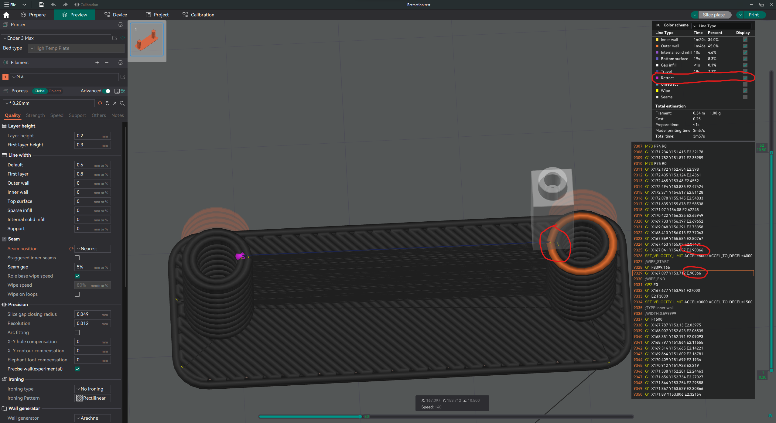Visual bug: some retractions not being shown during preview but are present in gcode · Issue ...