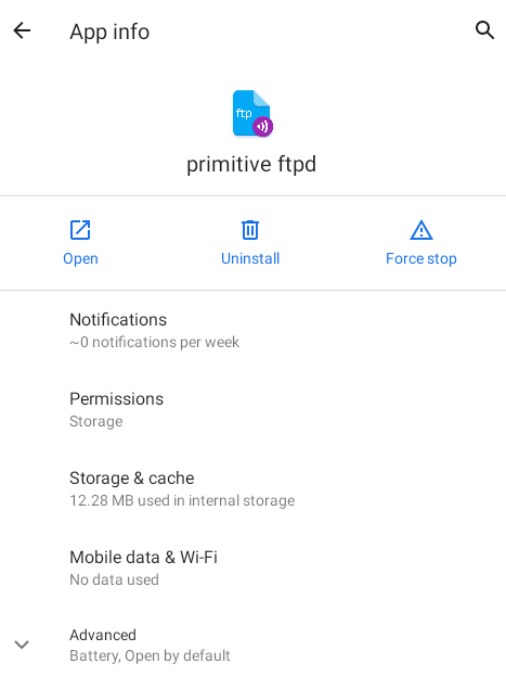 Not working under Havoc-OS (Android Q/10)? · Issue #181 · wolpi/prim-ftpd · GitHub