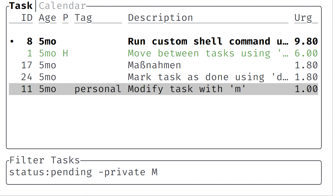 Filtering with `Marc` doesn't filter · Issue #187 · kdheepak/taskwarrior-tui · GitHub
