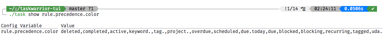 Colors for tasks that are `overdue` and `due.today` ignore `rule.precedence.color` and do not ...