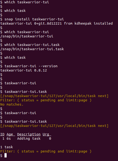 Snap does not run · Issue #34 · kdheepak/taskwarrior-tui · GitHub