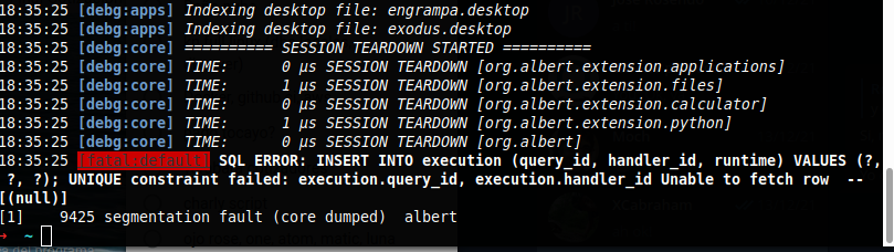 Albert hotkey works just once. And custom shortcut with "albert show ...