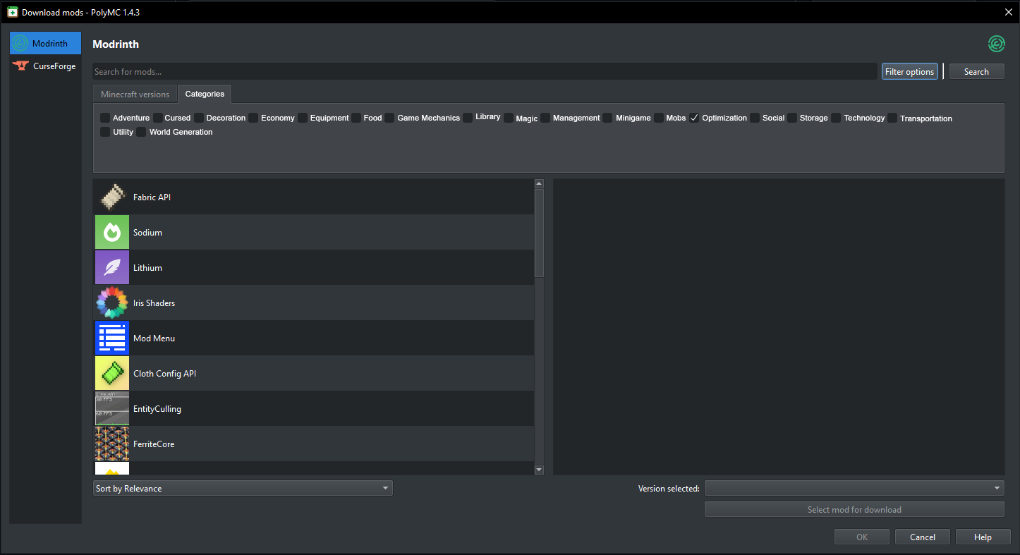 [Feature Request] Filter by Modrinth category when using the mod downloader · Issue #1523 ...