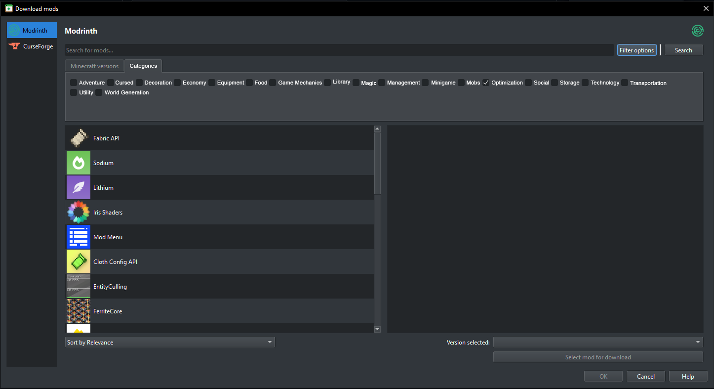 [Feature Request] Filter by Modrinth category when using the mod downloader · Issue #588 ...