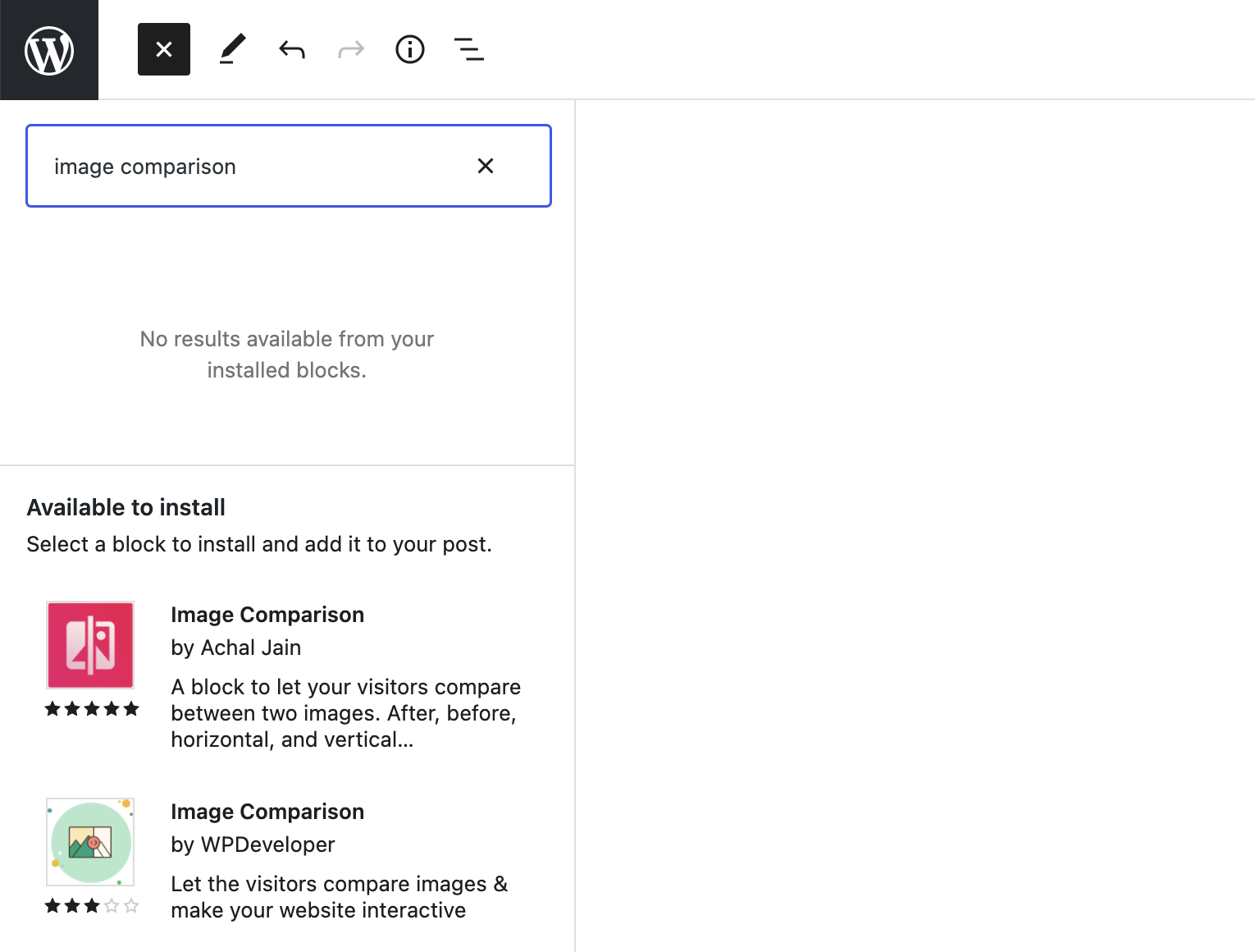 Improve search experience of the Quick Inserter · Issue #34607 · WordPress/gutenberg · GitHub