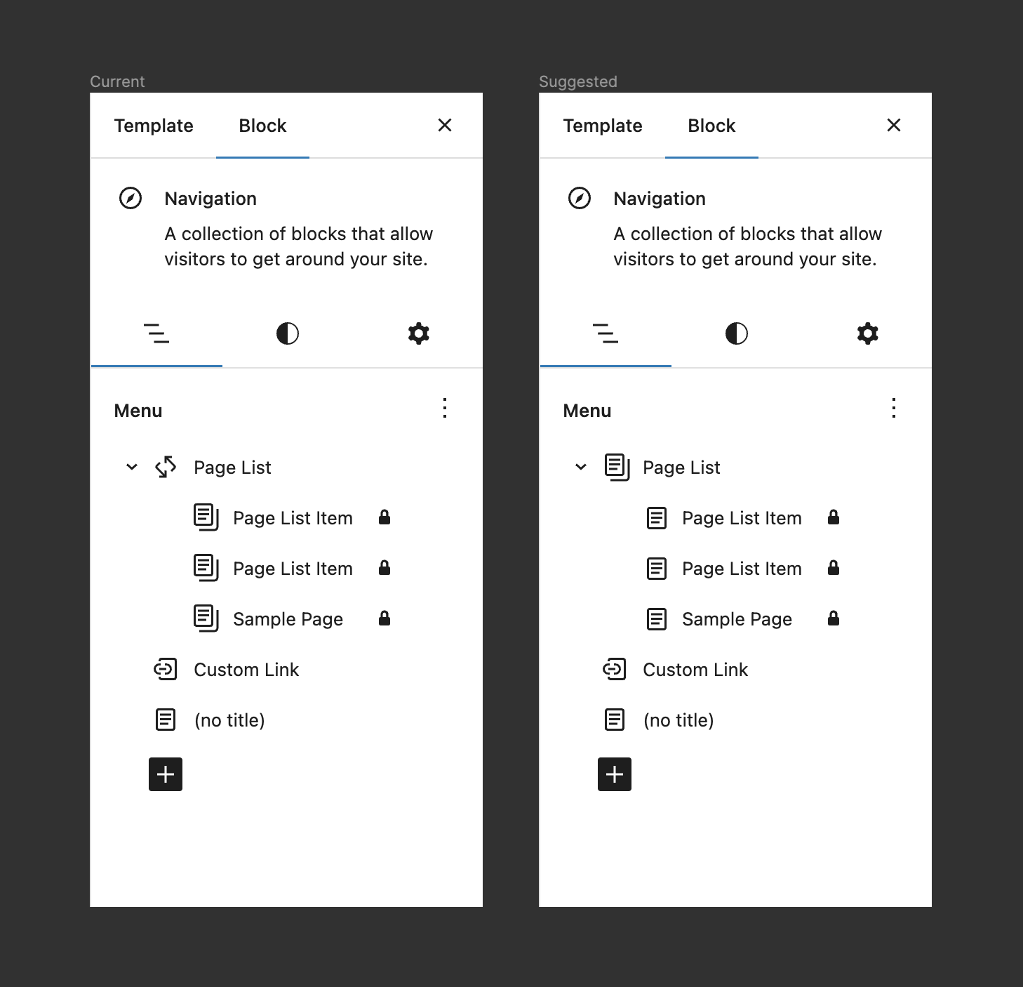 Update icons for offcanvas navigation · Issue #47267 · WordPress/gutenberg · GitHub