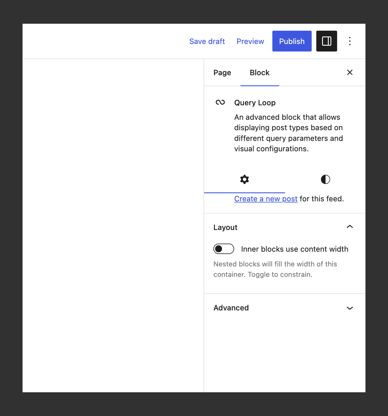 Query Loop "Create a new post" display error with split tabs · Issue #48213 · WordPress ...