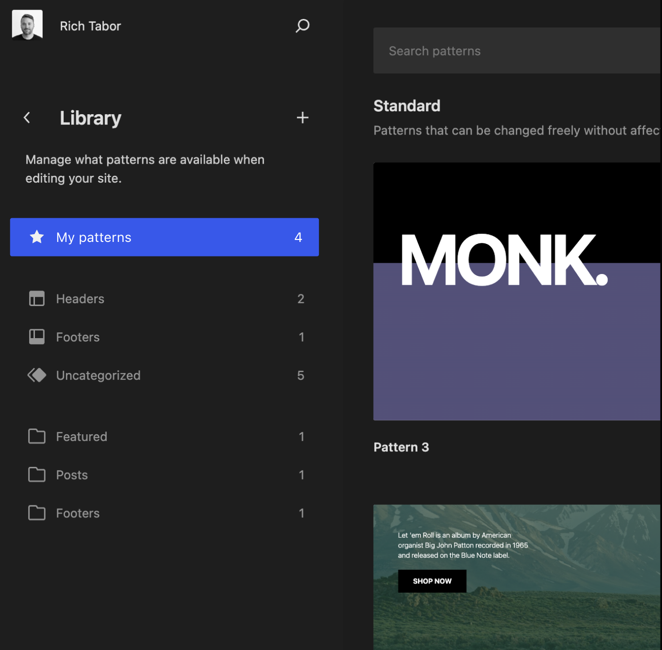 Library: Set custom patterns as the initial state · Issue #51943 · WordPress/gutenberg · GitHub