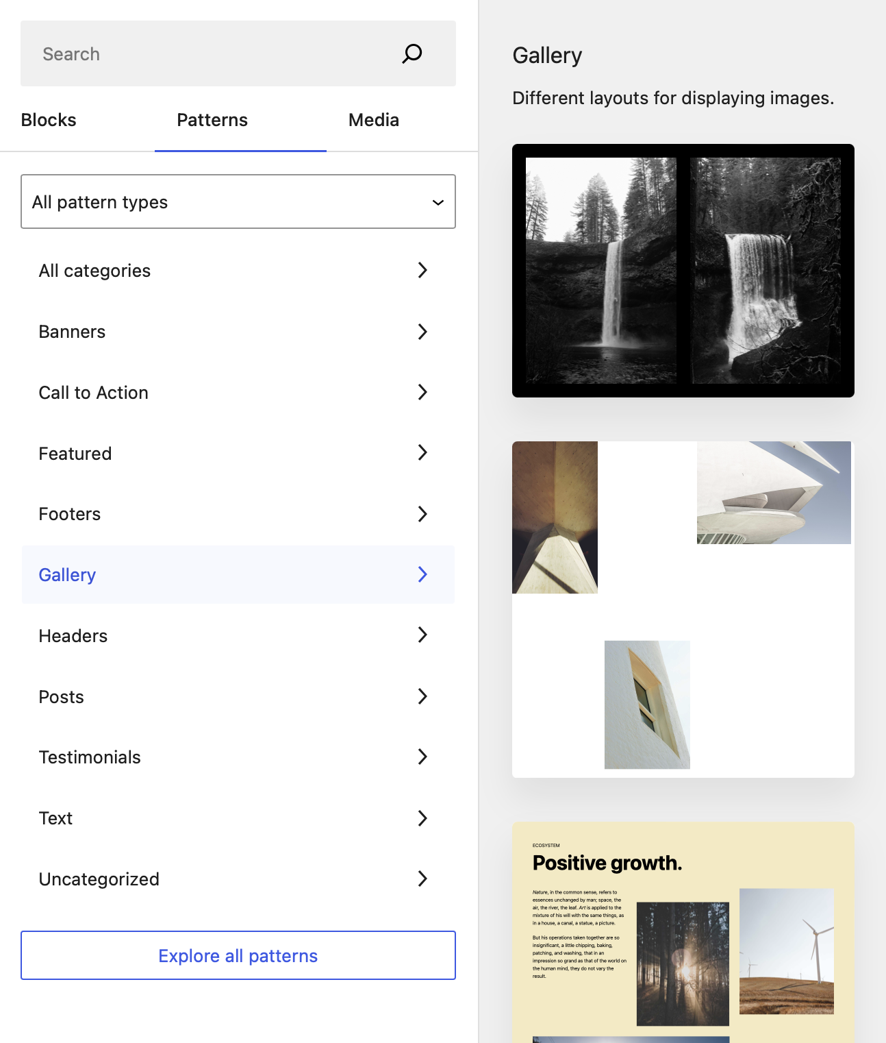 Pattern Inserter Iterate On Current Experience With Categories · Issue 54620 · Wordpress