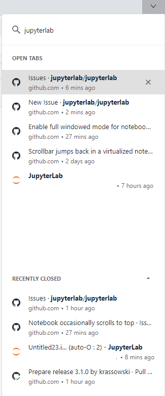 Quickly Jump To An Openrecently Closed Notebook · Issue 15293 · Jupyterlabjupyterlab · Github
