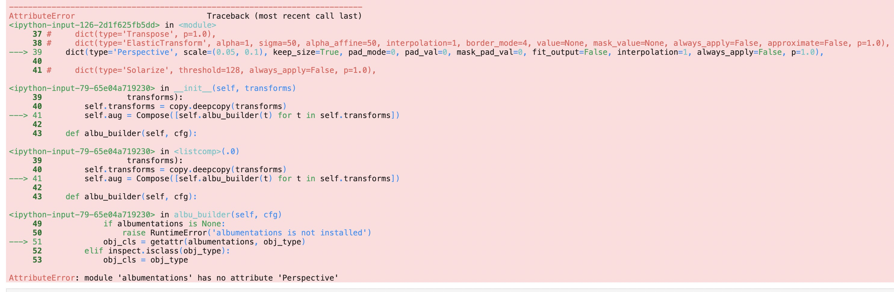 Error with ColorJitter GaussianBlur CoarseDropout Emboss GaussNoise ...
