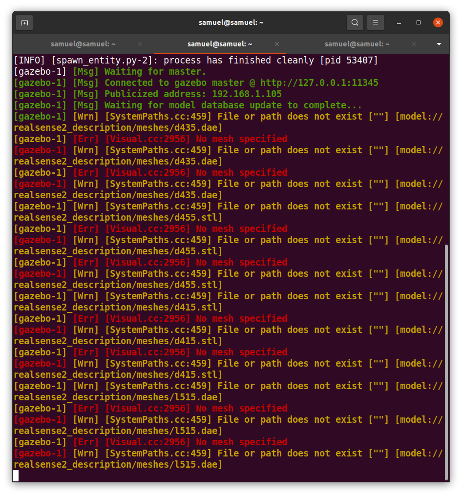 [ROS2] Fail to spawn cameras' urdf into Gazebo · Issue #2283 · IntelRealSense/realsense-ros · GitHub