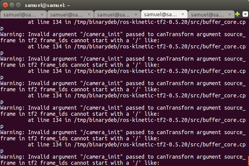 Invalid argument "/camera_init" passed to canTransform argument source_frame in tf2 frame_ids ...