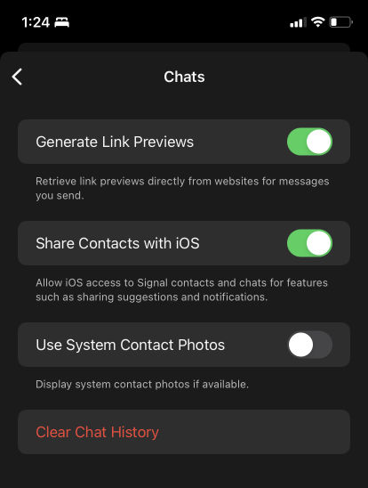 Signal Desktop displaying iOS system contact photos, even though "Use ...