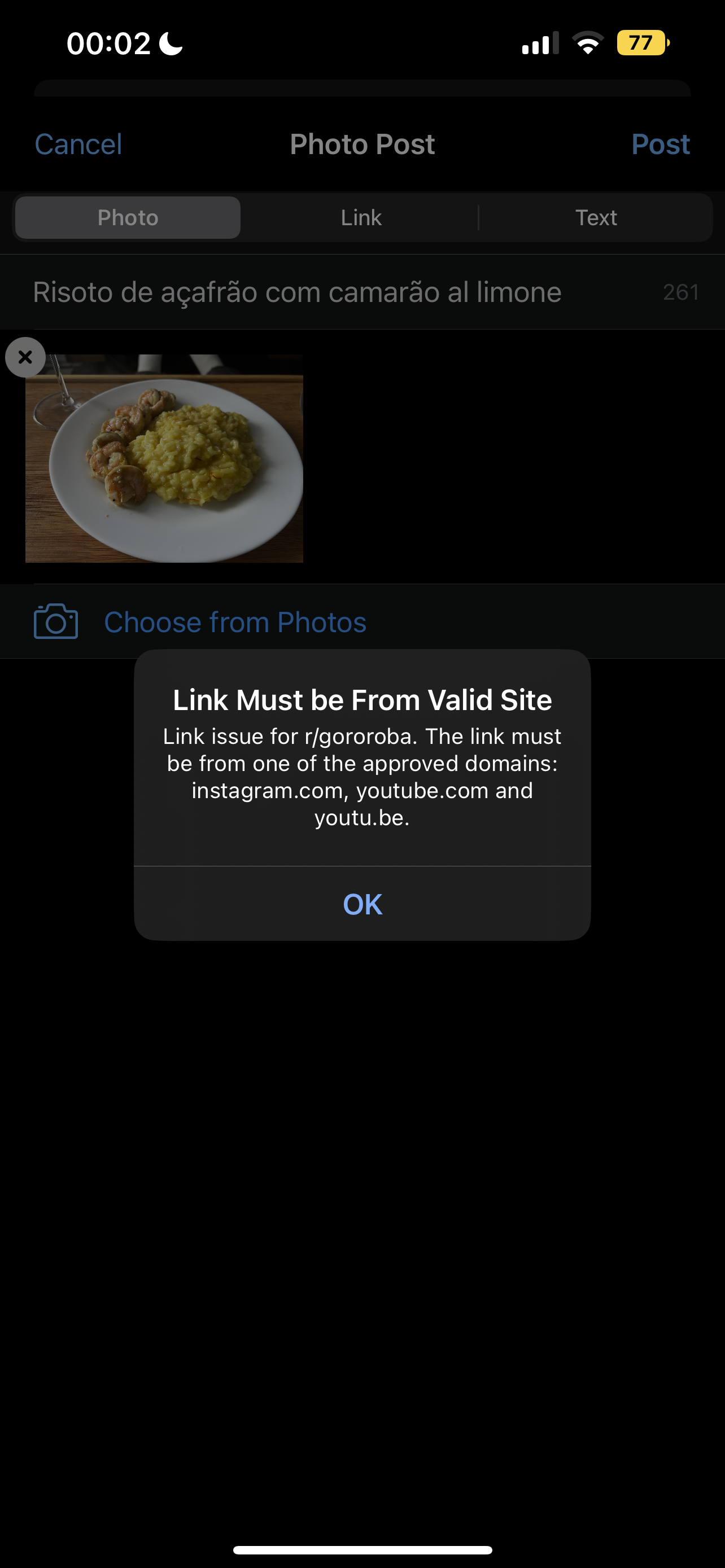 Trying to post a photo says link is invalid · Issue #1851 · christianselig/apollo-bugs · GitHub