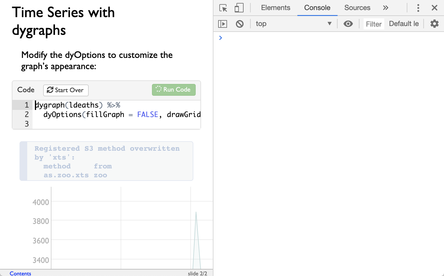 Slidy example Run code does not work · Issue #308 · rstudio/learnr · GitHub