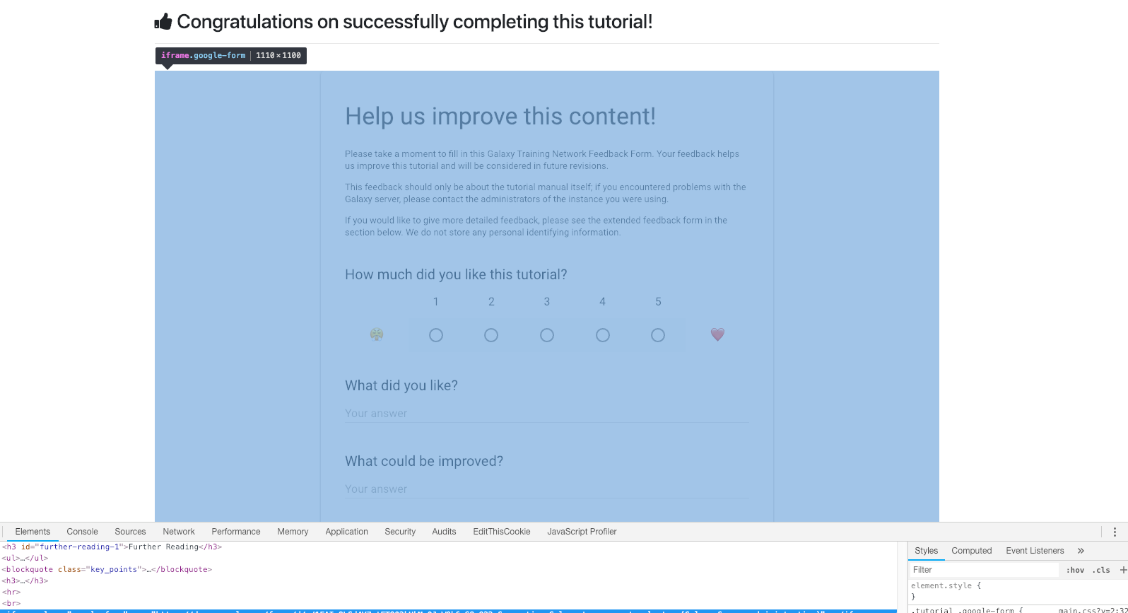 something (google form?) prevents closing training tabs · Issue #1197 · galaxyproject/training ...